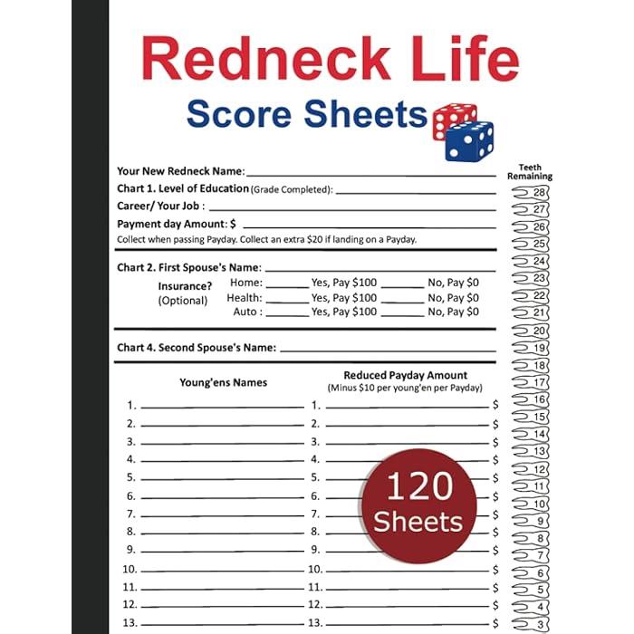 Buy Redneck Life Score Sheet: 120 Large Redneck Life Score Pads ...