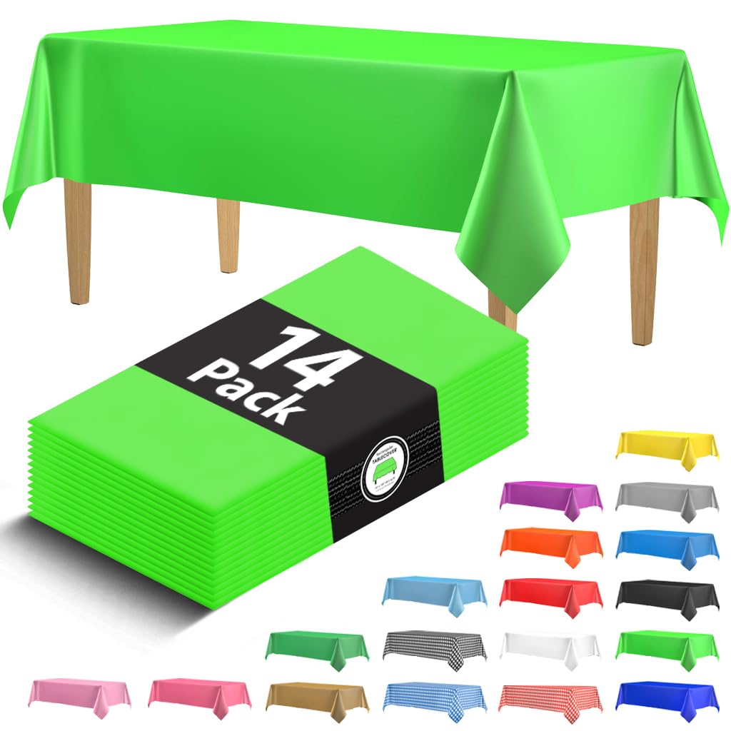 Amazon.com: 14 Pack Premium Lime Green Plastic Tablecloth - 54 x 108 in ...