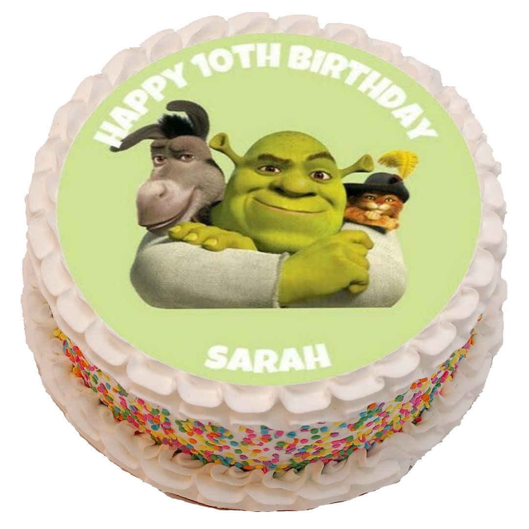Buy Shrek Personalised PRECUT Cake Topper 8 Inch Round Edible Icing ...
