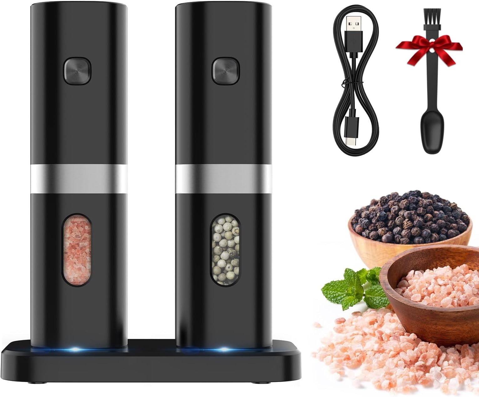 Amazon.com: Rechargeable LED Light Up Electric Salt and Pepper Grinder ...