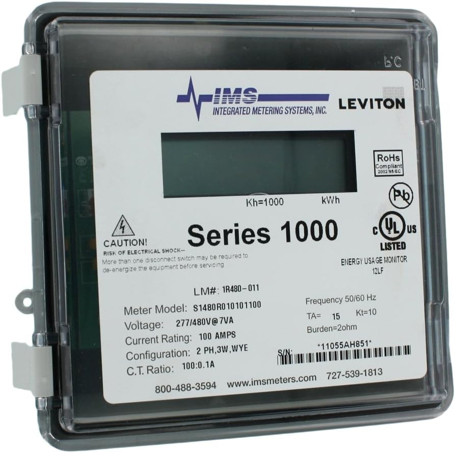 Leviton 1R480-11 Series 1000, Dual Element Meter, 277/480V, 2PH, 3W ...