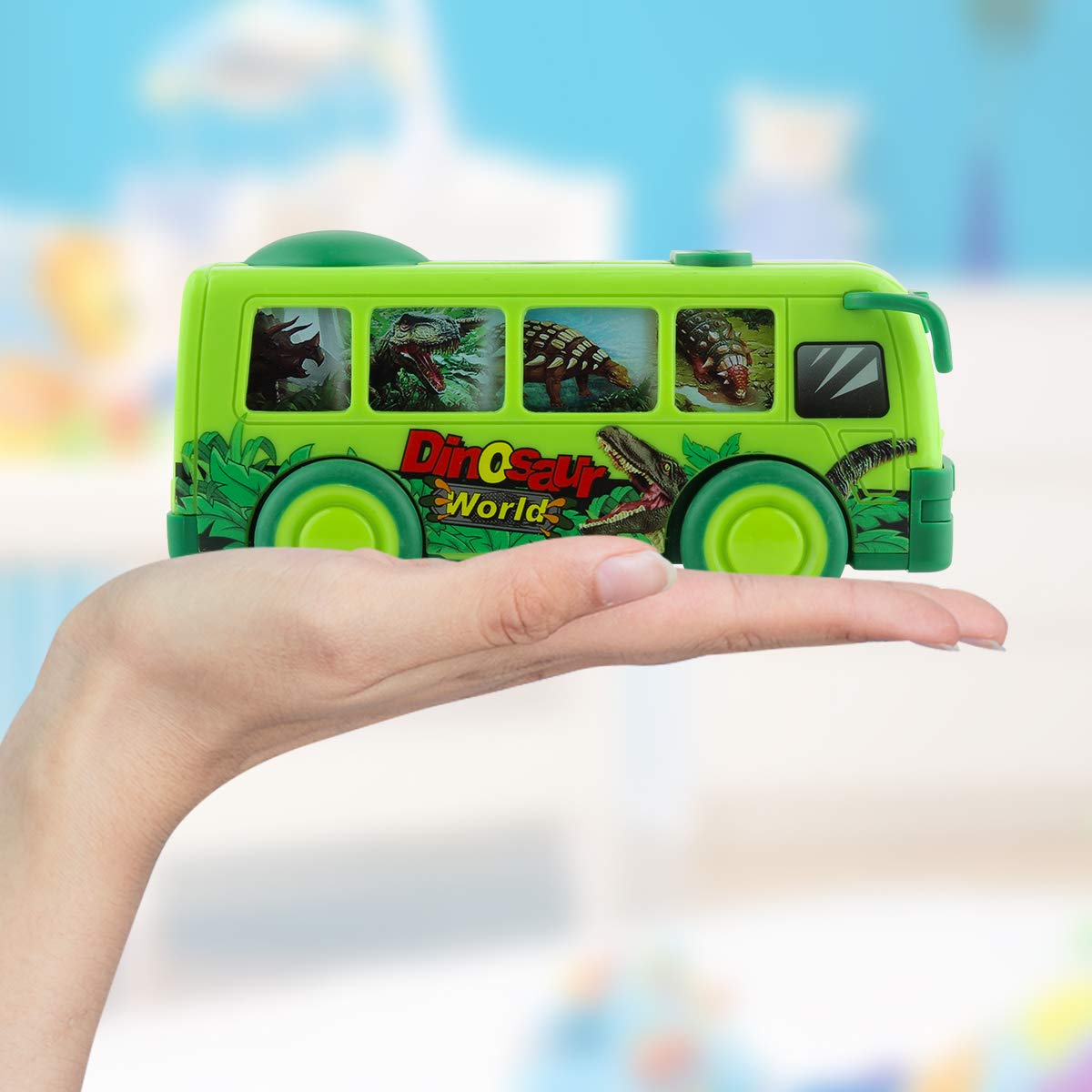 DINOBROS Dinosaur Bus Toy Friction Powered Mini Toy Bus Play Vehicles ...