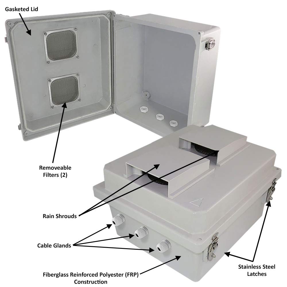 Buy Altelix 14x12x8 Vented FRP Fiberglass Weatherproof NEMA Box ...