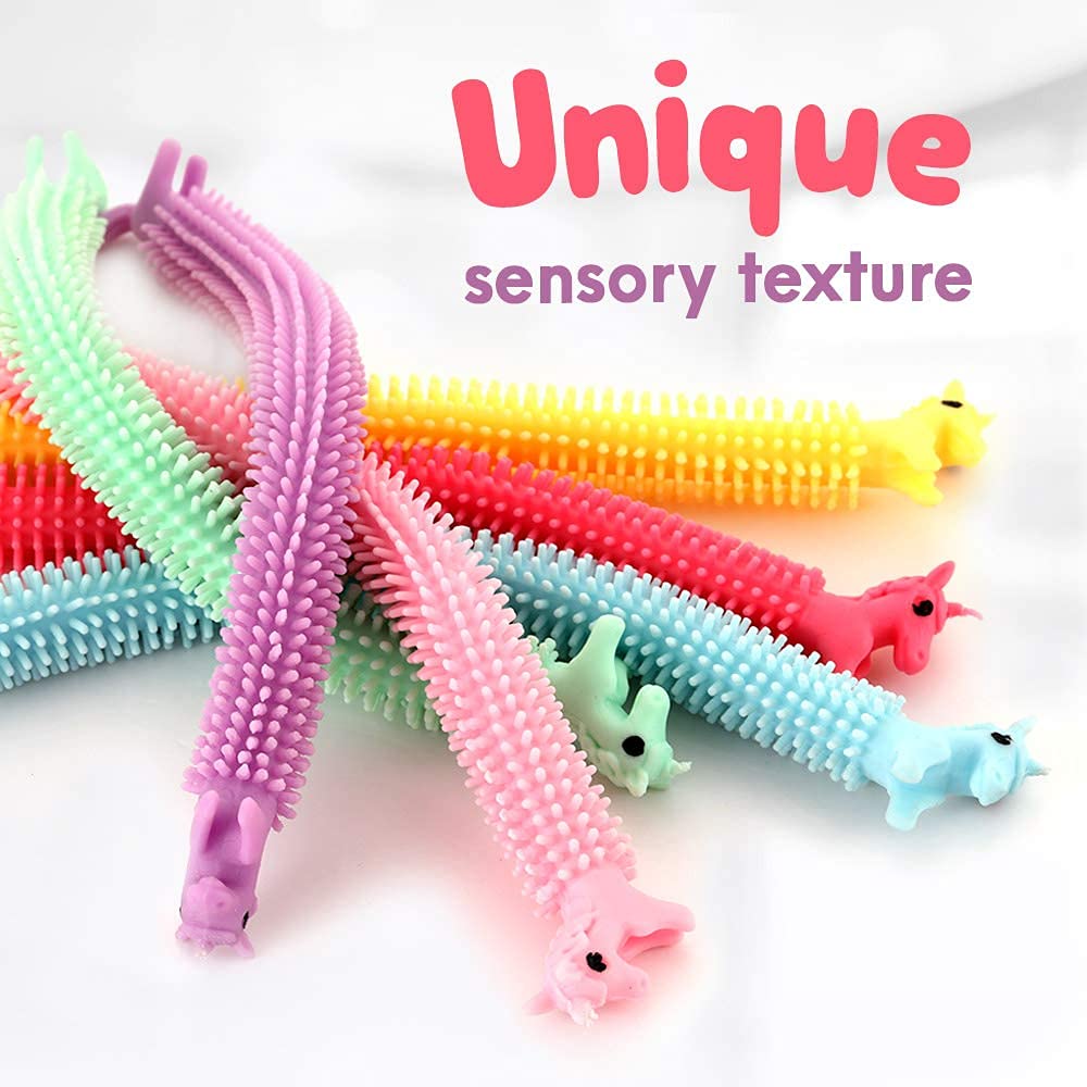 ZaxiDeel Sensory Stretchy Noodles Fidget Toys 12 Pack, Unicorn ...