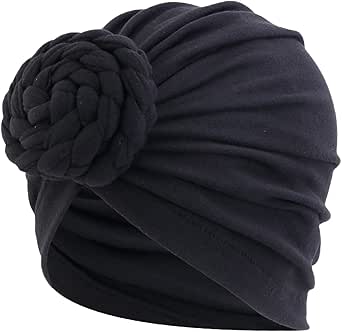 FUDERU Stretch Turban Hats for Women African Knot Headwraps Soft Pre ...