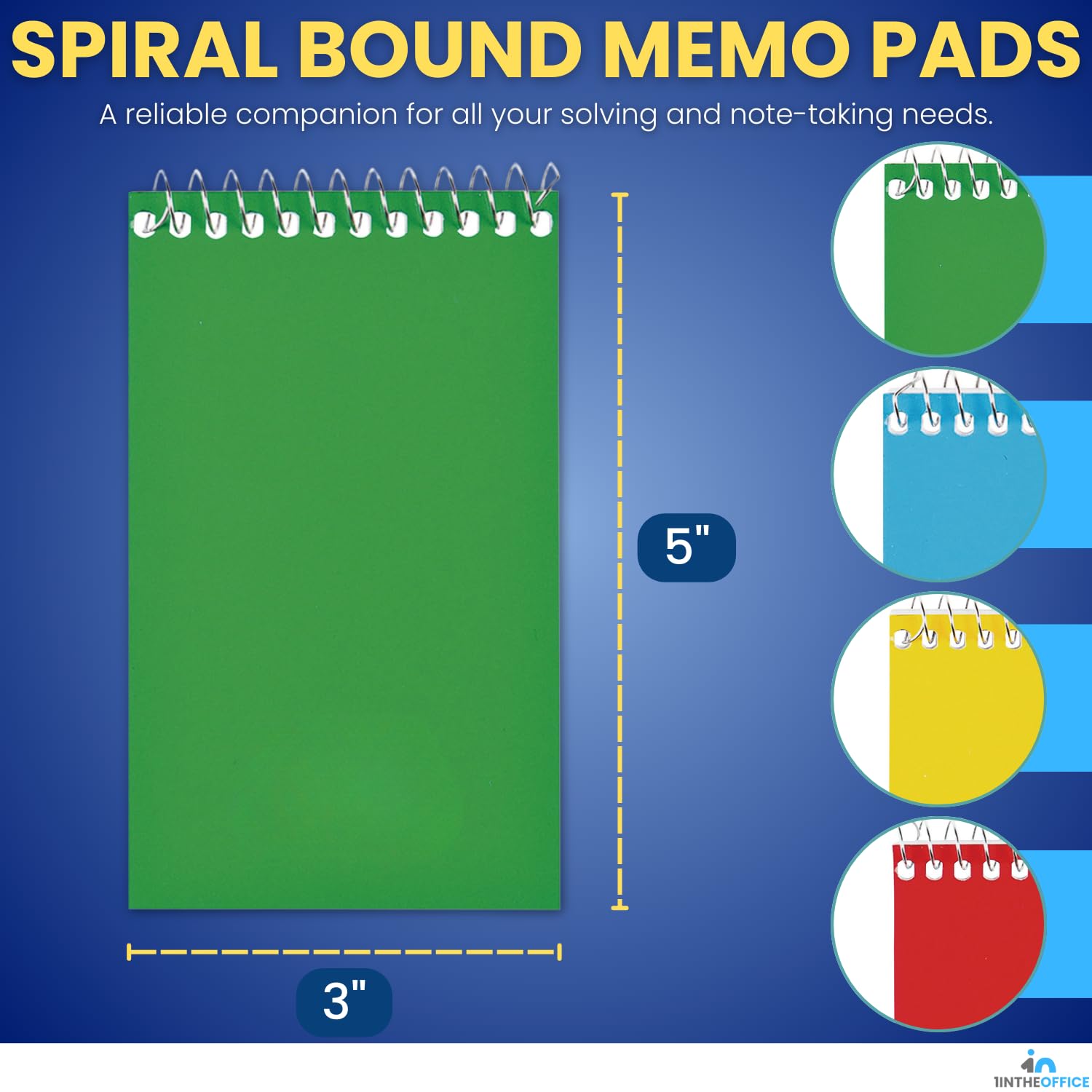 Snapklik.com : Wirebound Spiral Memo Books, Memo Pads, 3" X 5", College ...