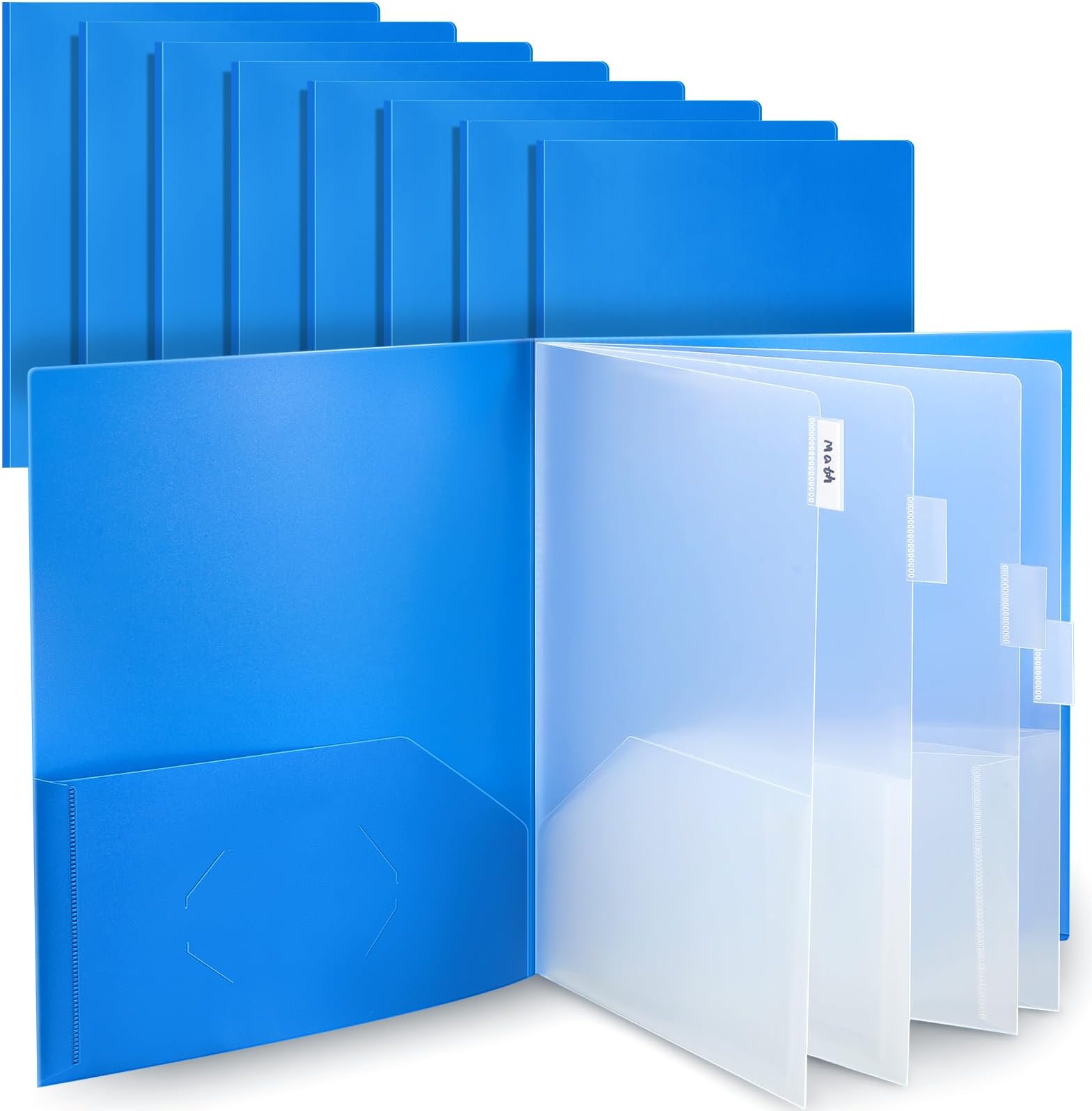 Amazon.com : Colarr 8 Pcs 10 Pocket Folders Sturdy Plastic Multi ...