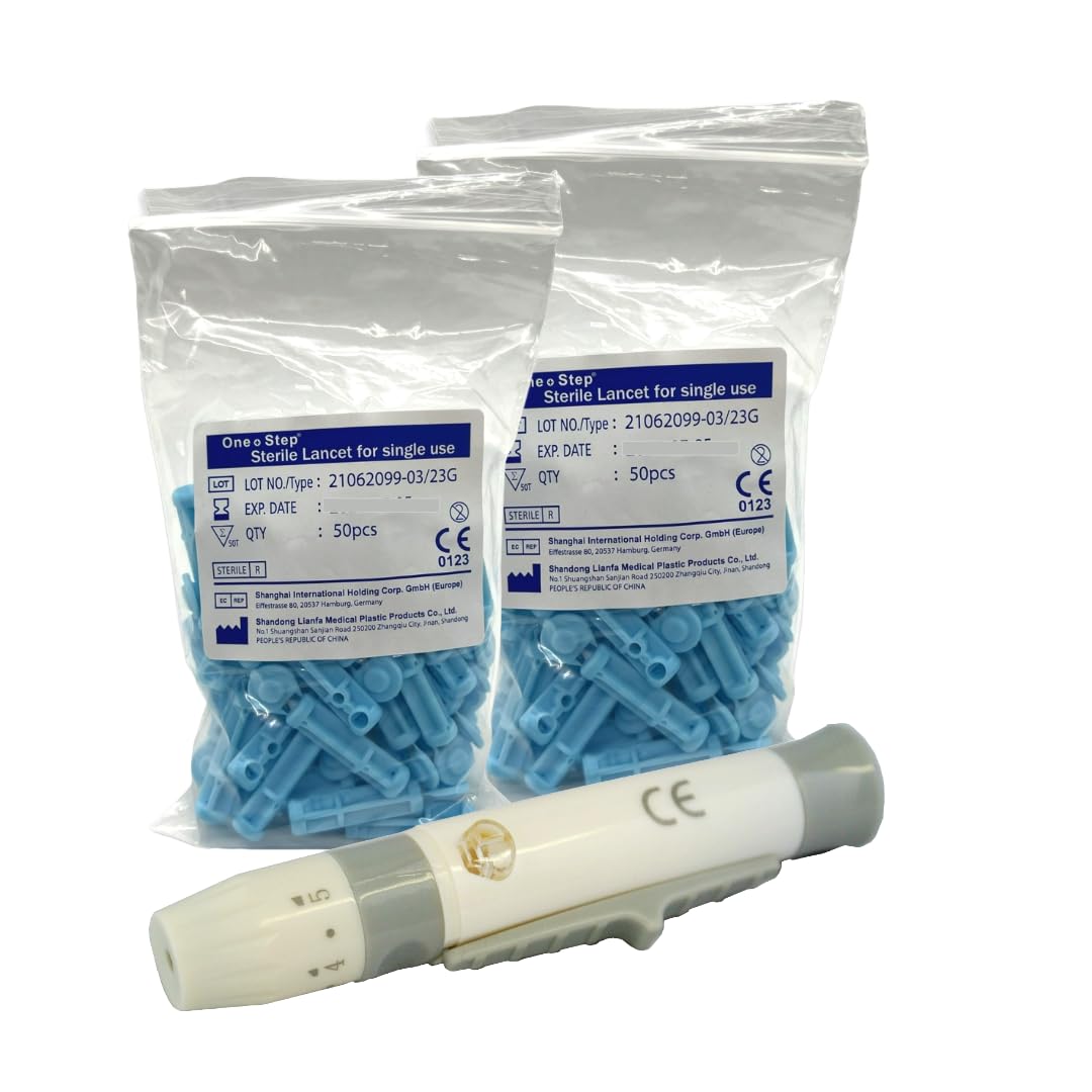 Amazon.com: One Step Lancing Device & 100 x 23 Gauge Twist Top Lancets ...