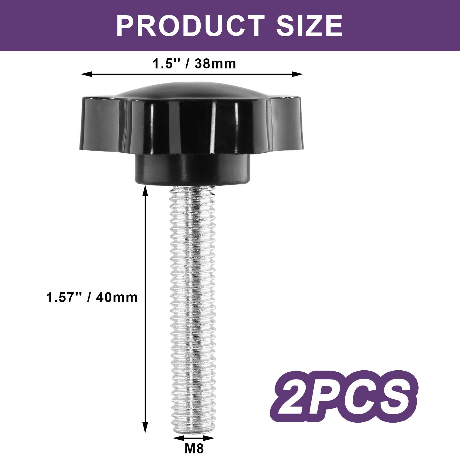 Snapklik.com : M8 X 40mm Thread Star Knob 2Pcs, Plastic Hex Shaped ...