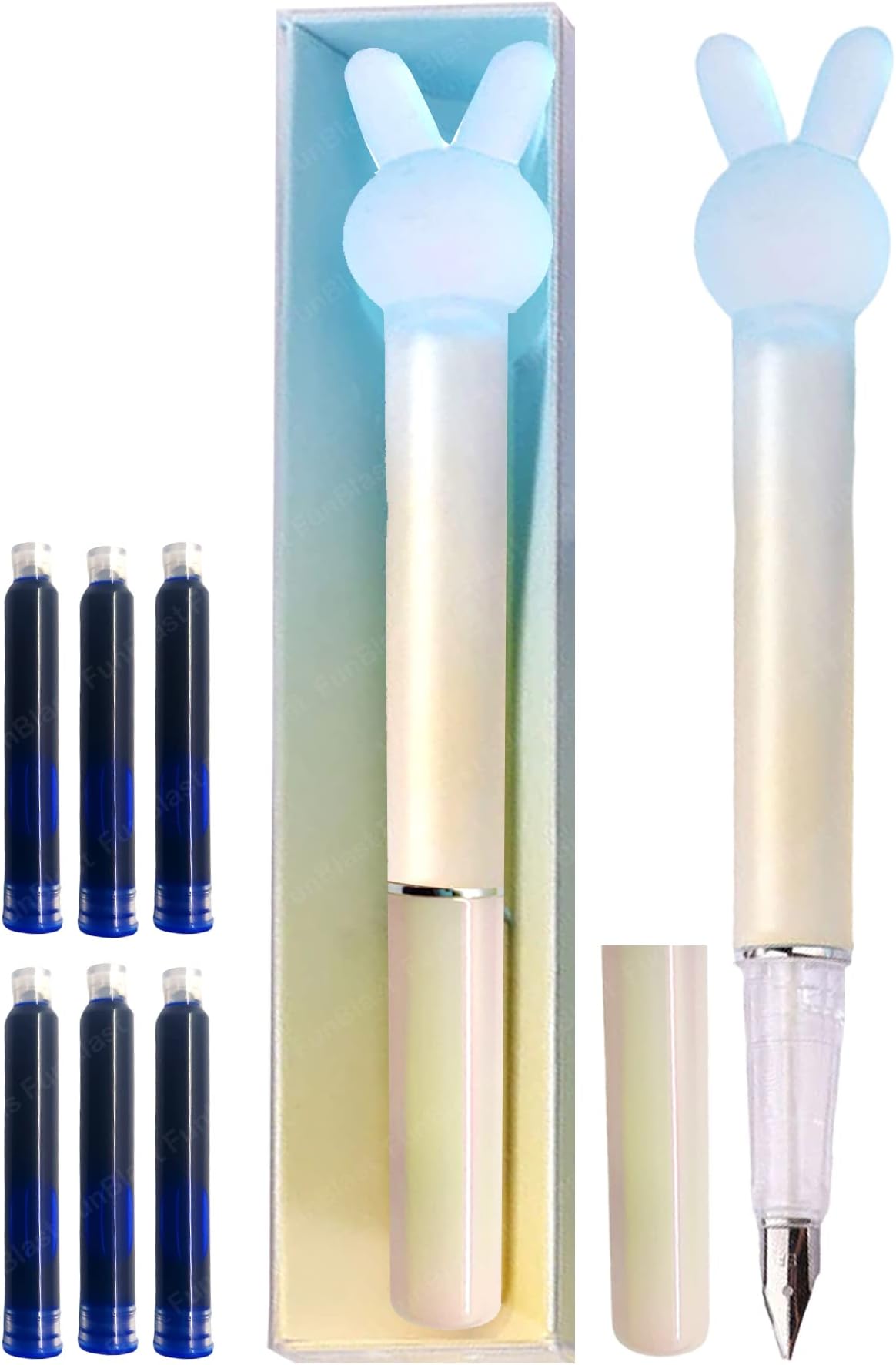 FunBlast Medium Point Fountain Pens - Crystal Rabbit Pen Set for School ...