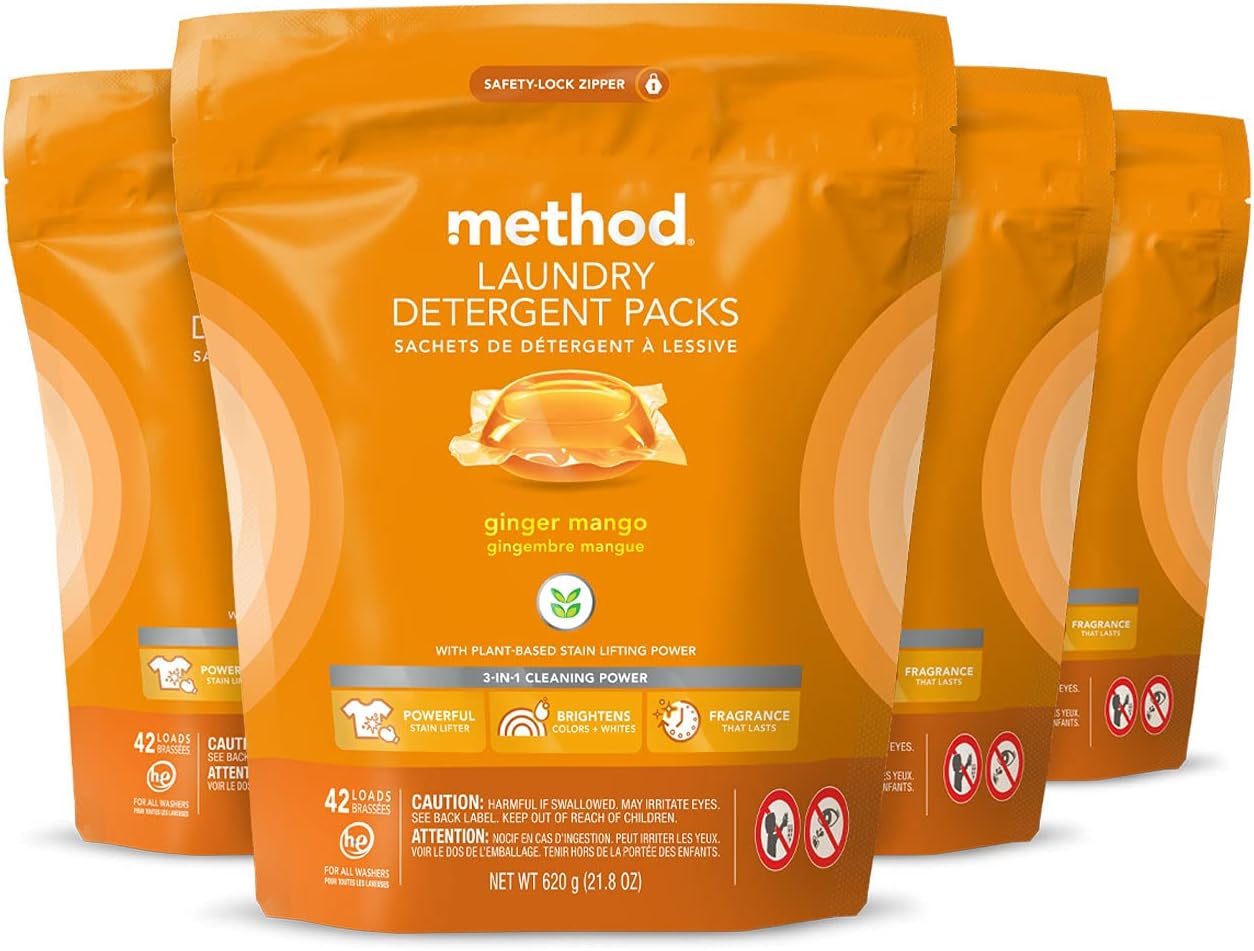 Amazon.com: Method Laundry Detergent Packs; Ginger Mango Scent; Plant ...