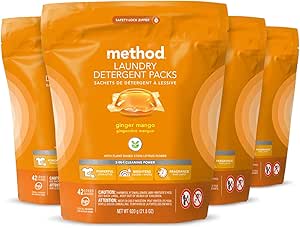 Method Laundry Detergent Packs, Ginger Mango, 42 Loads per bag, 4 Count ...