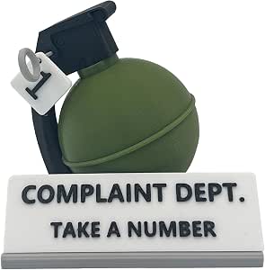 Amazon.com: Complaint Department Grenade Desk Sign - Funny Office Decor ...