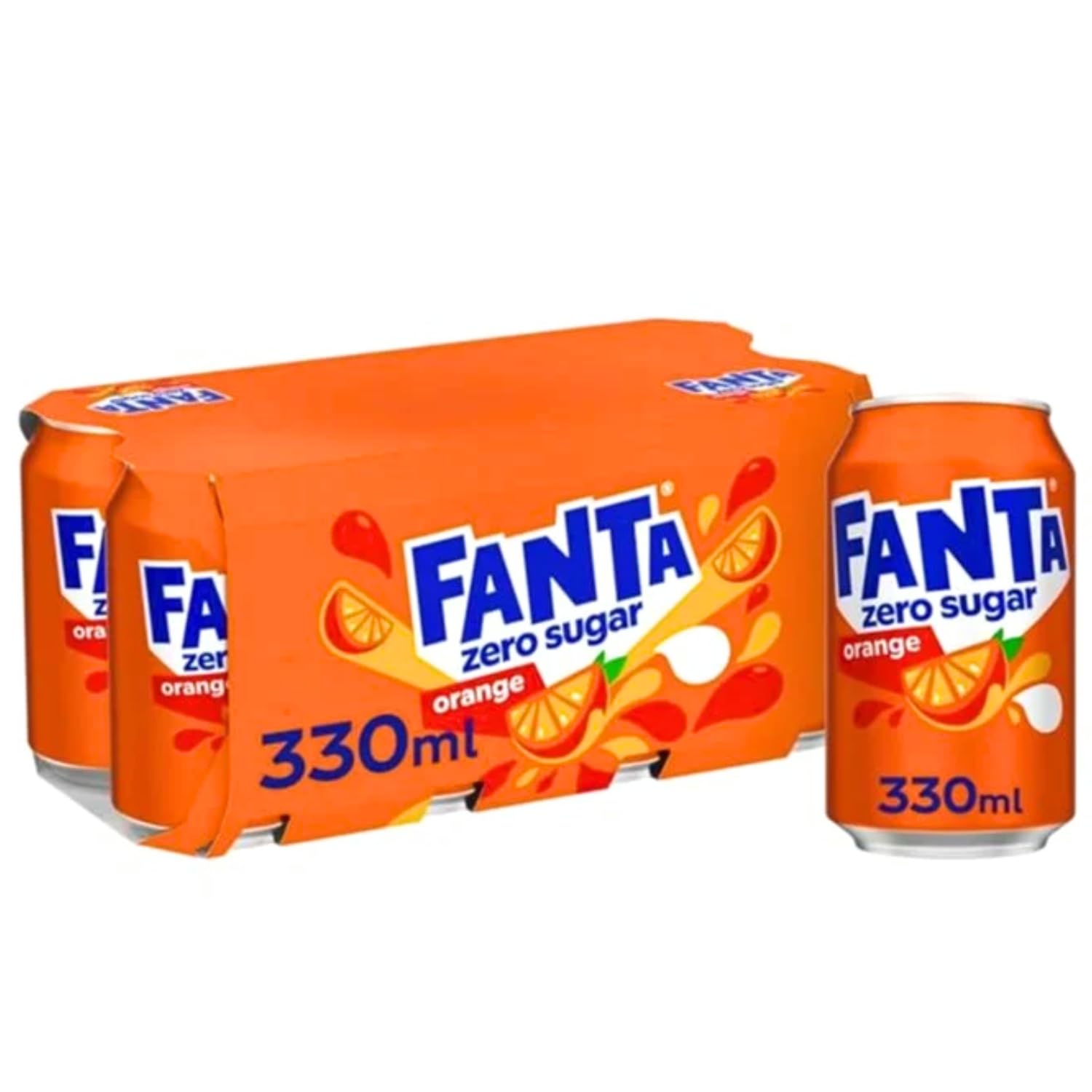 Fantas Zero Sugar Orange Fruit Soda Pop, 6 Pack Cans 330ml (Imported UK ...