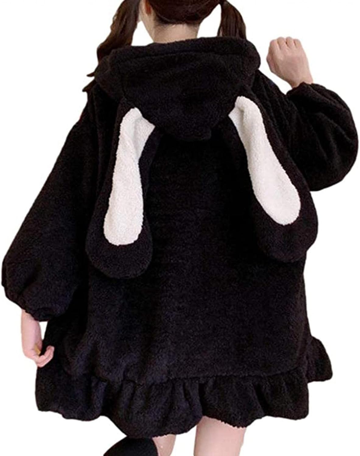 Cute Bunny Hoodies with Ears for Women Full Zip Up Teen Girls Pockets ...