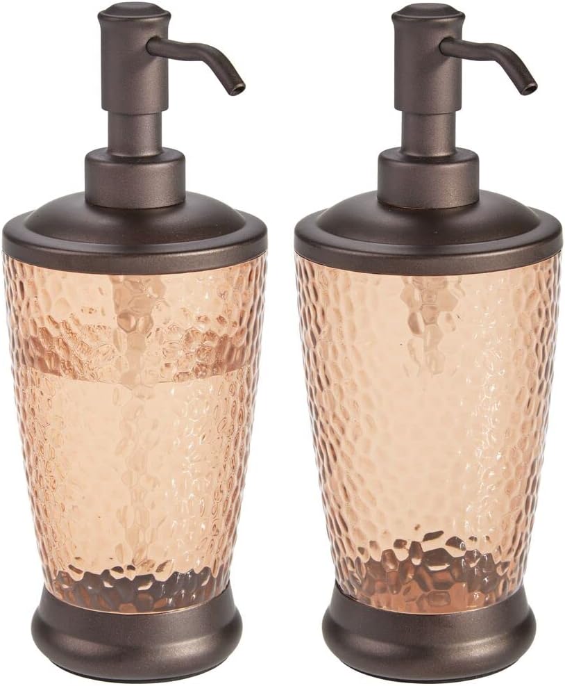 mDesign Set of 2 Refillable Soap Dispenser – Plastic and Metal Liquid ...
