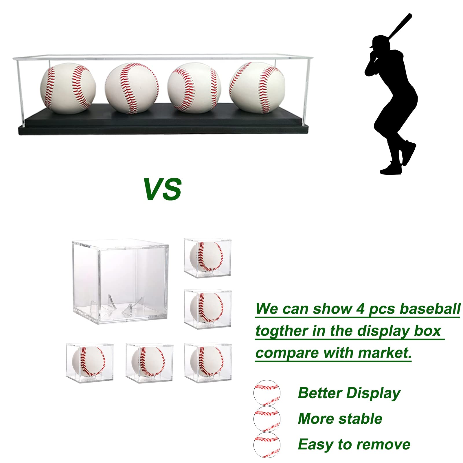 Snapklik.com : Baseball Display Case For 4 Pack In one,Baseball Holders ...