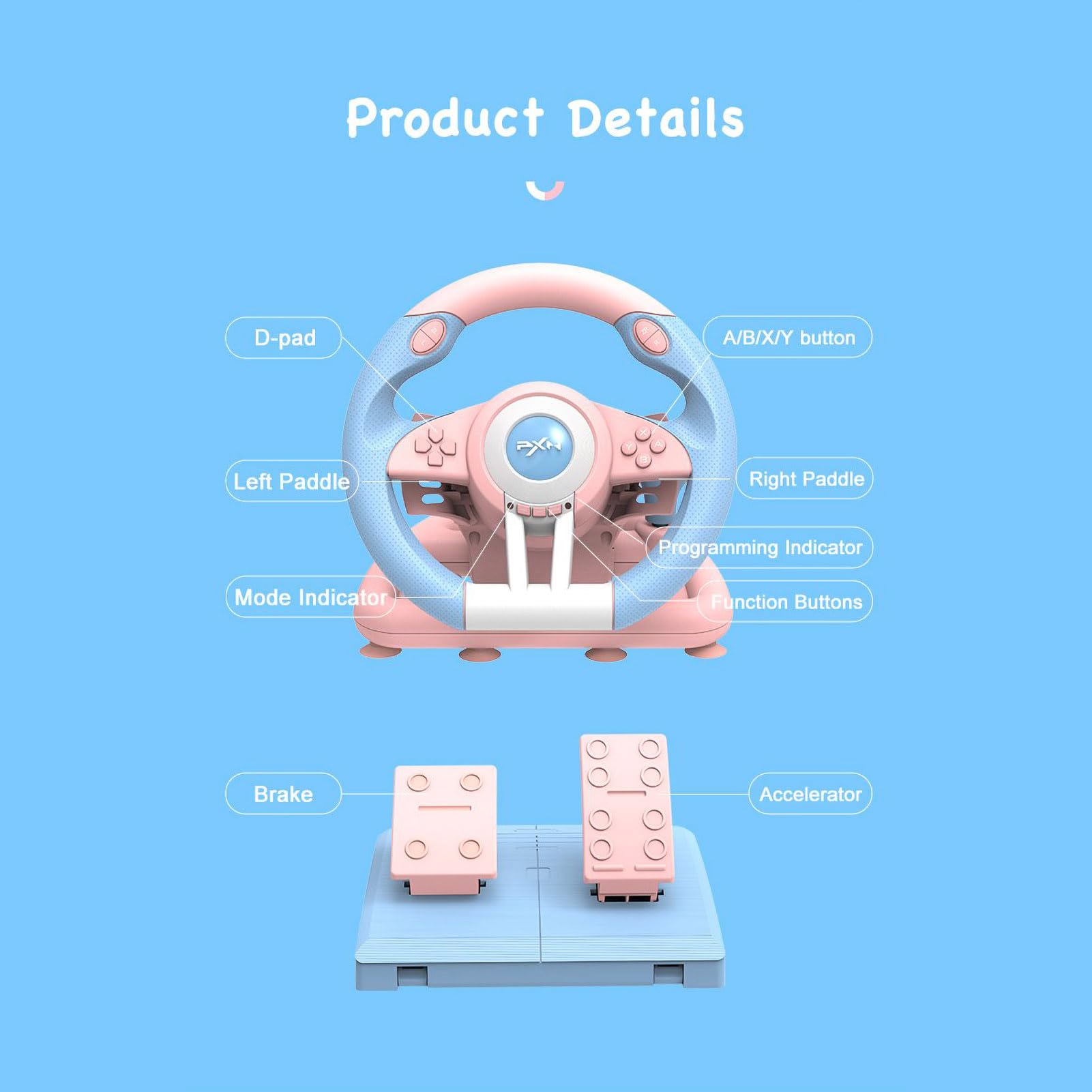Snapklik.com : PXN V3II PC Steering Wheel, USB Race Game Racing Wheel