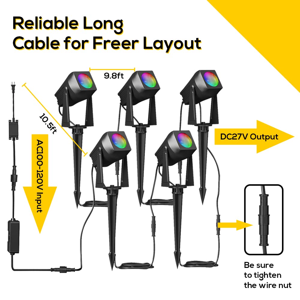 SUNTHIN Smart Landscape Lighting, RGBW Color Changing Landscape Lights, Work with Alexa and ...