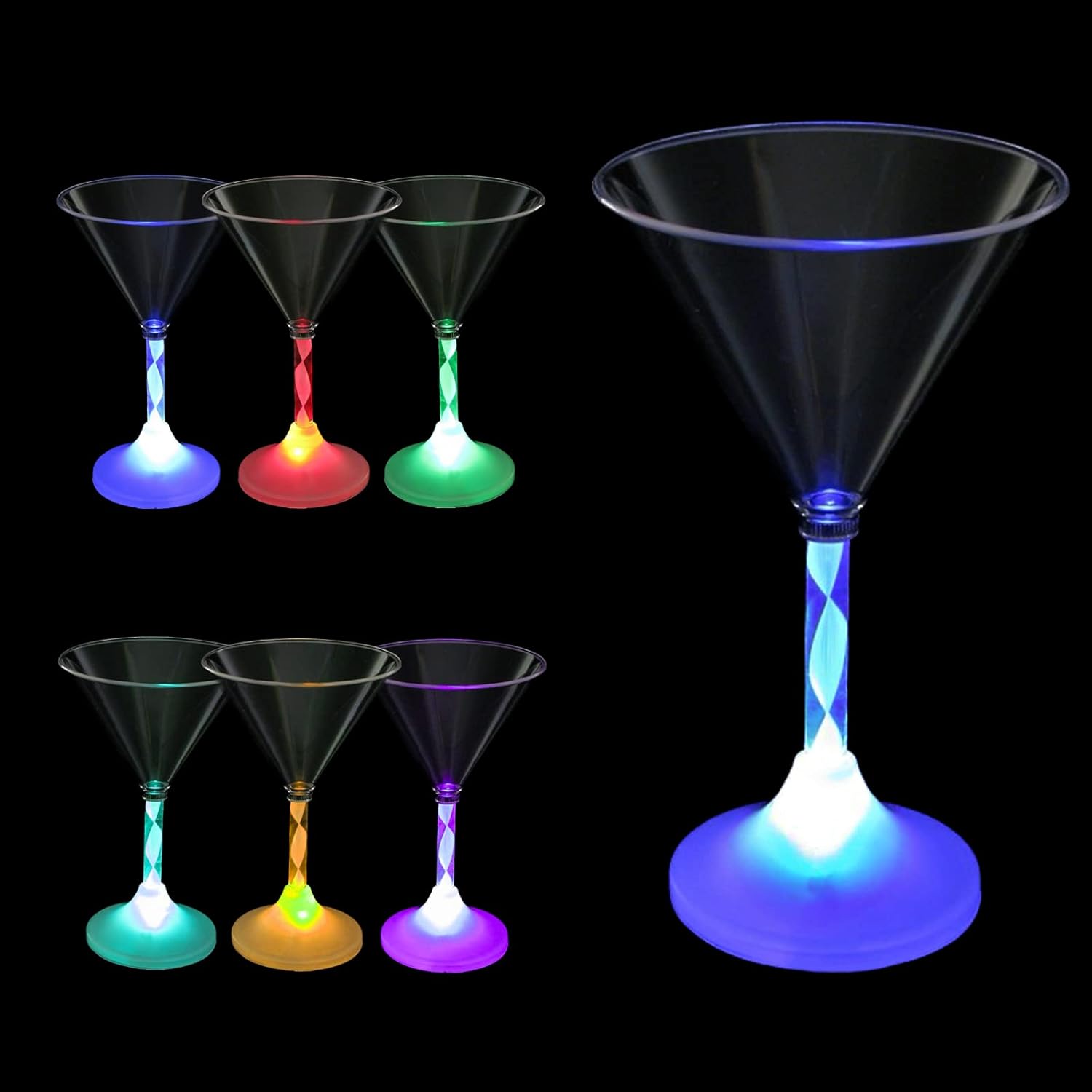 Amazon.com | 4 Pack LED Flashing Martini Cocktail Glasses with 7 colors ...