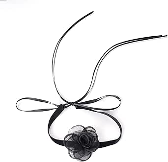 Amazon.com: choyaxo Flower Choker Necklace Rose Velvet Ribbon Choker ...