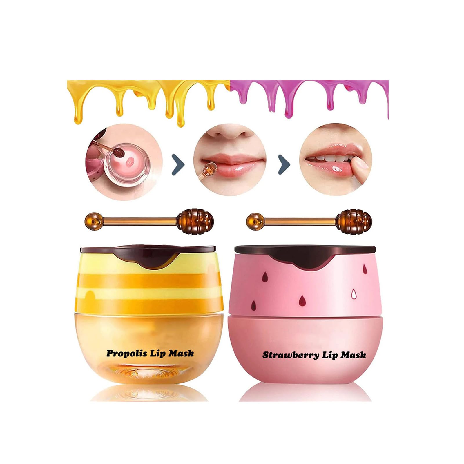 Amazon.com : Lip Balm Honey Pot & Strawberry Lip Balm, for Dry Cracked ...
