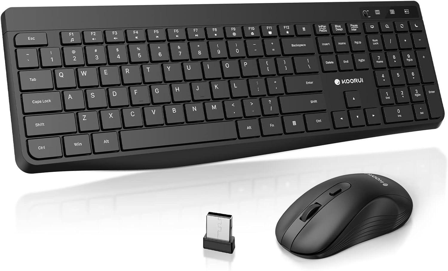 Amazon.com: KOORUI Wireless Keyboard and Mouse Combos, 2.4G Silent Full ...