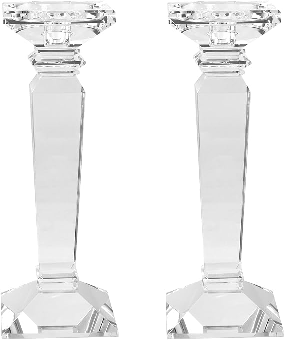Amazon.com: DONOUCLS Crystal Candlestick Holders 2 Pack- Clear Crystal ...