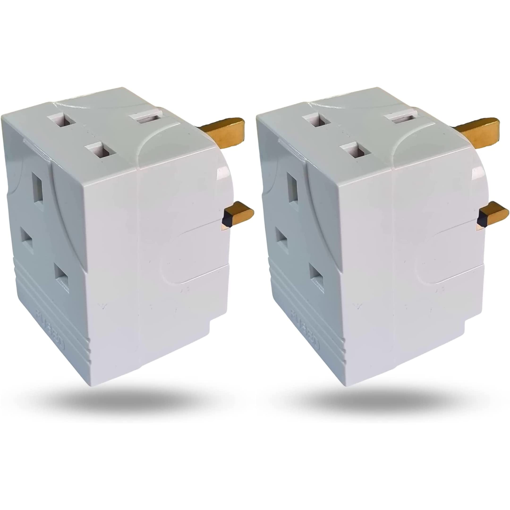 3 Way Double Plug Adaptor - Cube Electric Double Adapter Plug UK - Plug ...