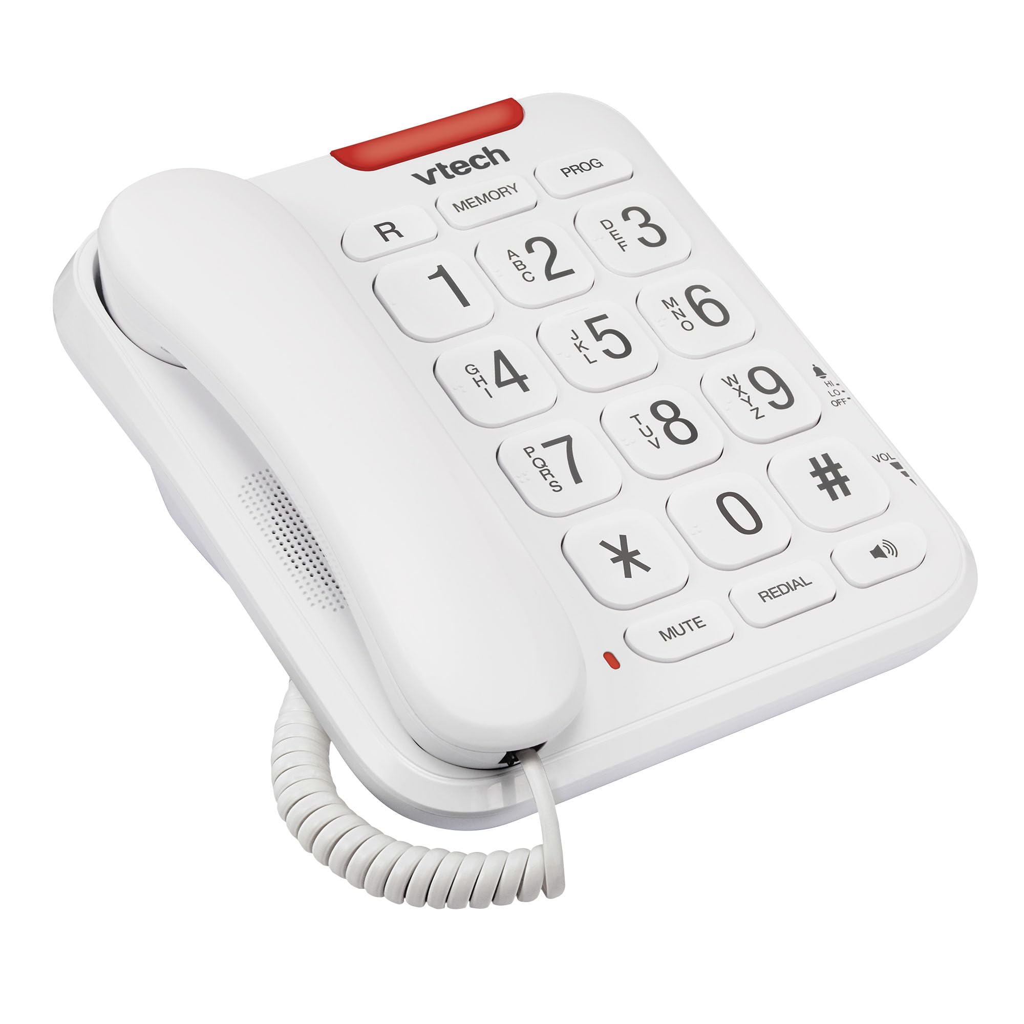 VTech CL1100 Corded Landline House Phone with Big Button, Visual Ring ...