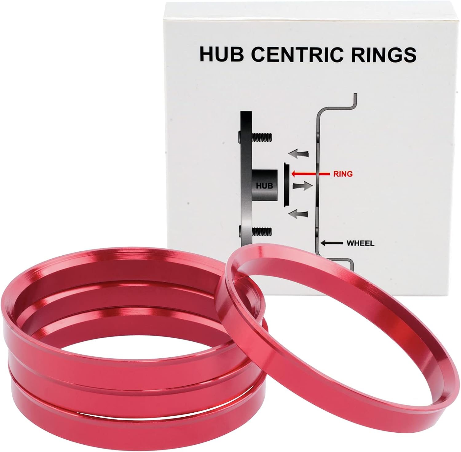 Amazon.com: VLAOSCHI Red Alloy Aluminum Hub Centric Rings 56.1 to 64.1 ...