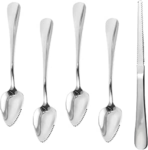 Amazon.com: 4 Pack Grapefruit Spoons and 1 Grapefruit Knife, Stainless ...