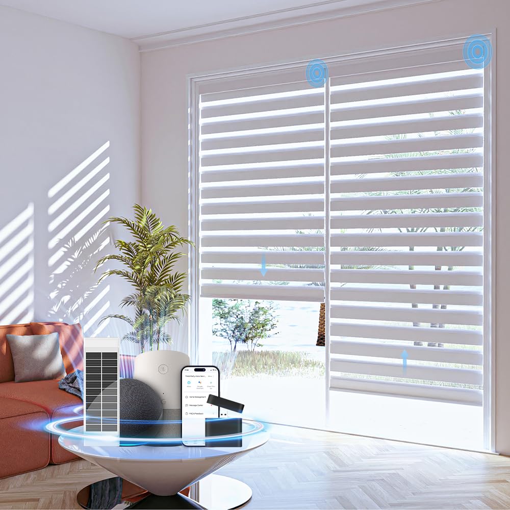 Amazon.com: DONGFXK Motorized Zebra Blinds with Remote Control,Solar ...