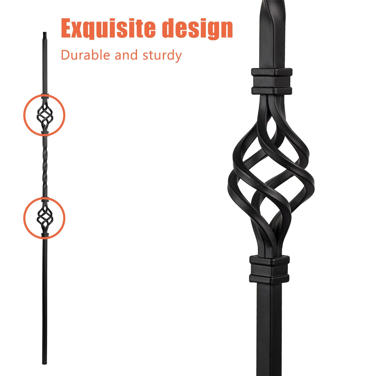 Snapklik.com : 10 Pcs Wrought Iron Balusters, Hollow Double Basket ...