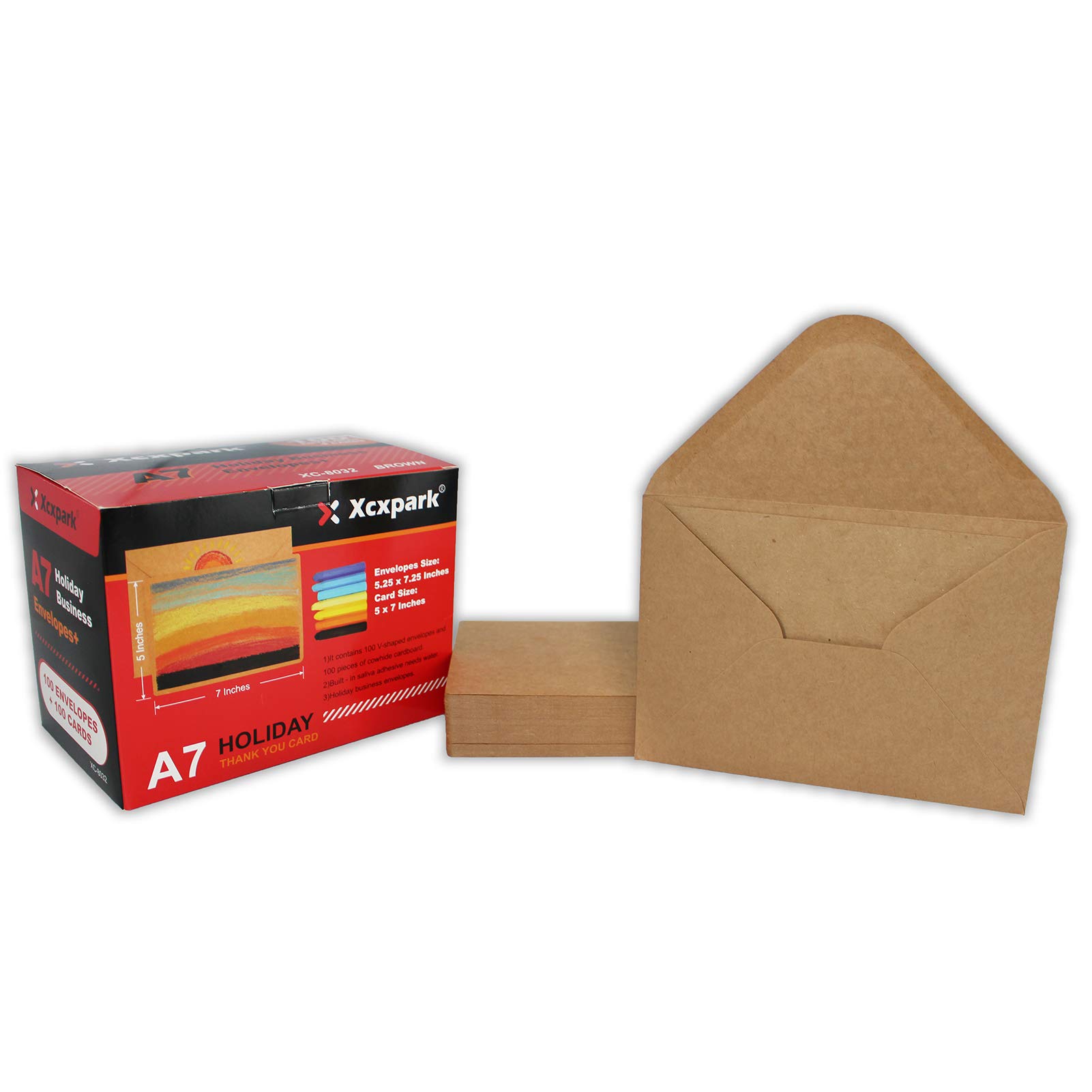 Xxcxpark 100 Pack A7 tear tape Envelopes and 100 Pack unfoldable blank ...