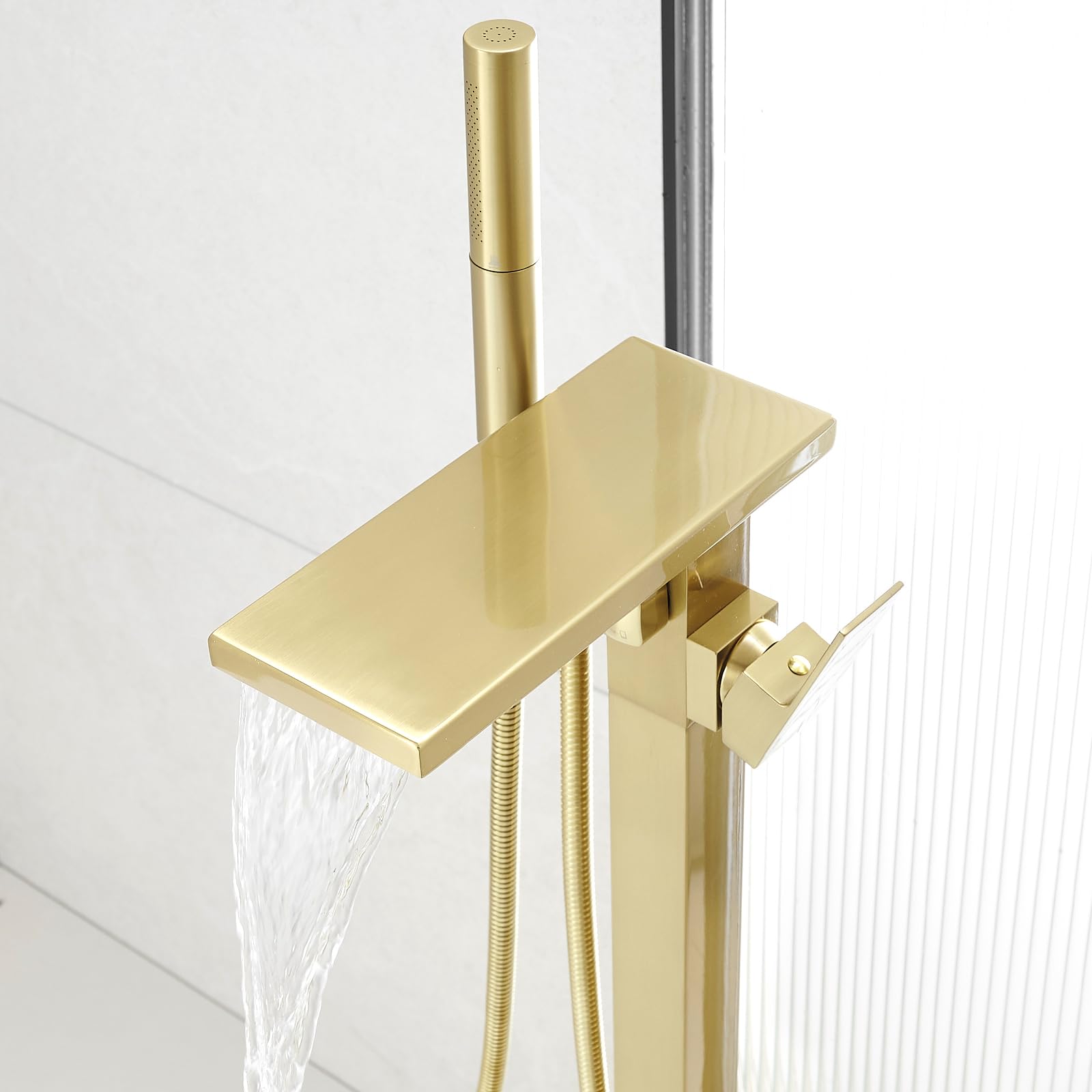 Snapklik.com : Hoimpro Freestanding Bathtub Faucet Waterfall Tub Filler ...
