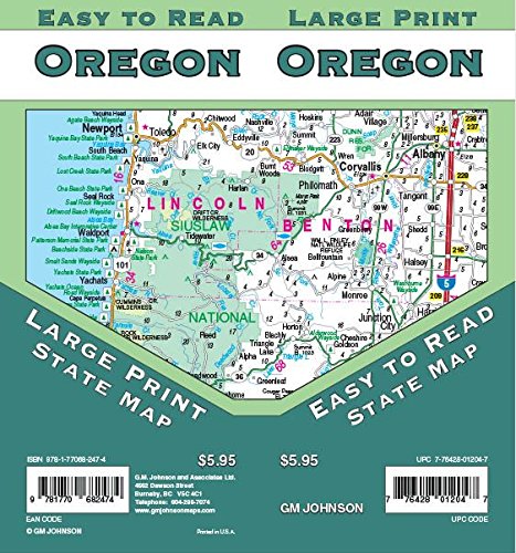 Oregon Large Print State Map: GM Johnson: 9781770682474: Amazon.com: Books