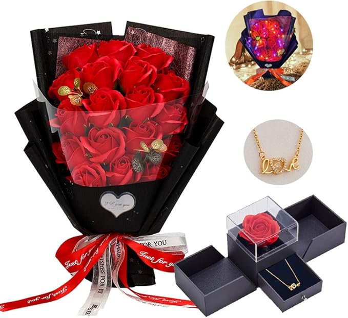 Amazon.com: EIGHTOWN Roses Bouquet Artificial Flower - Preserved Red ...