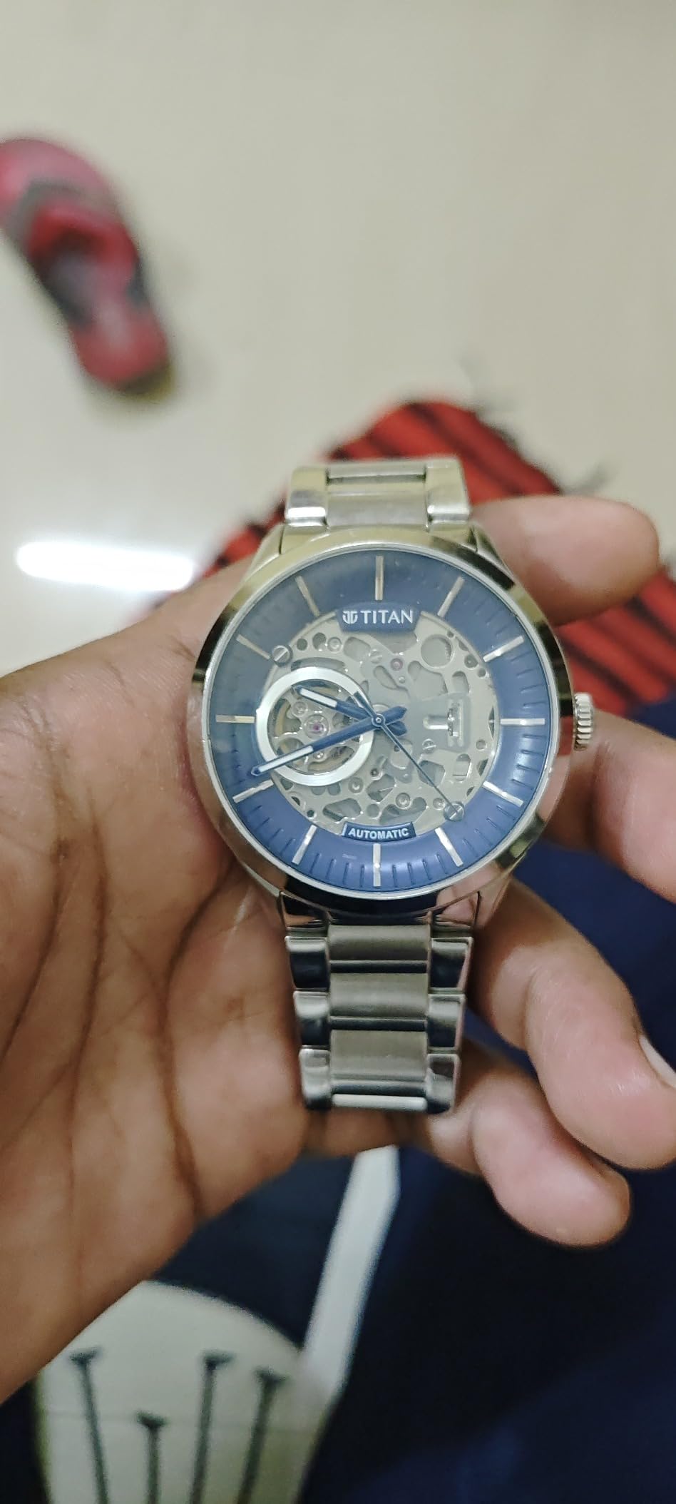 Titan Metal Mechanicals Analog Blue Dial Men's Watch-90140SM01 ...