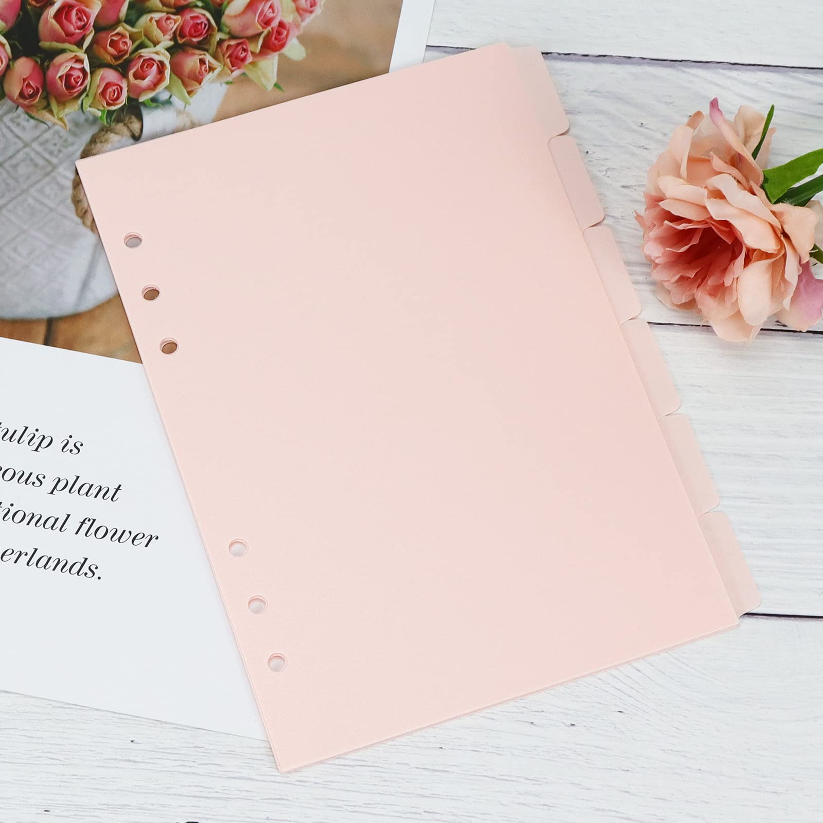 Snapklik.com : Light Pink A5 Plastic Binder Dividers 6 Holes Durable ...
