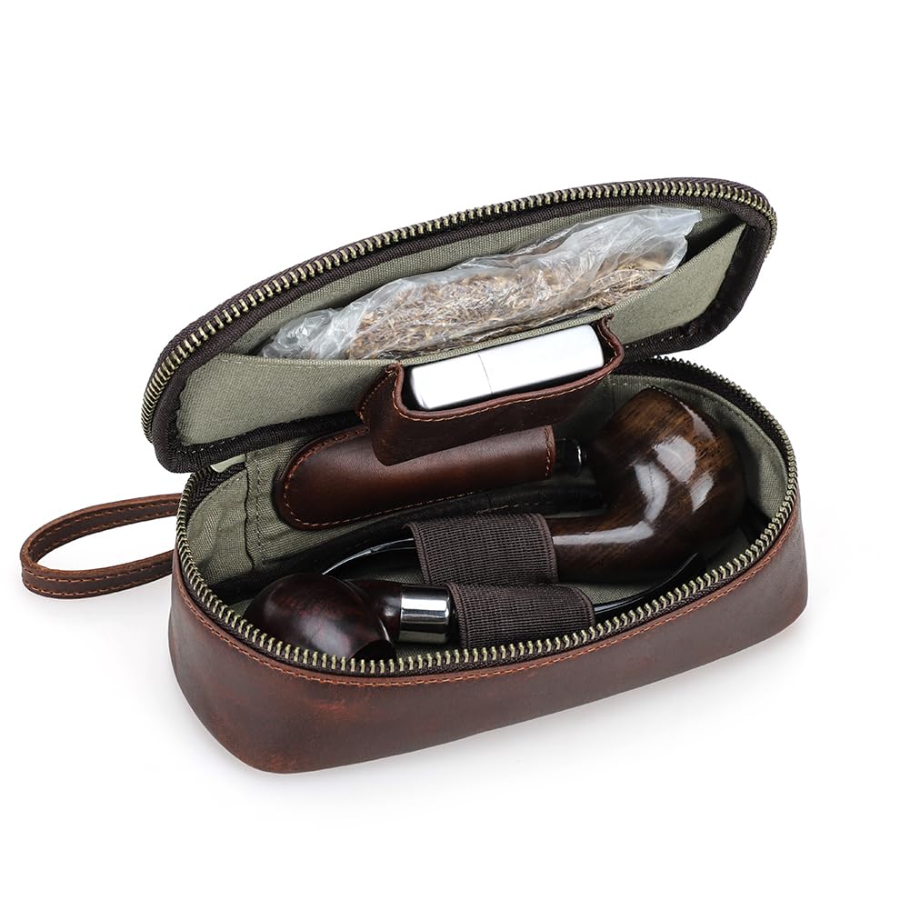 Amazon.com: Hiram Handcrafted Leather Small Pipe Tobacco Pouch Travel ...