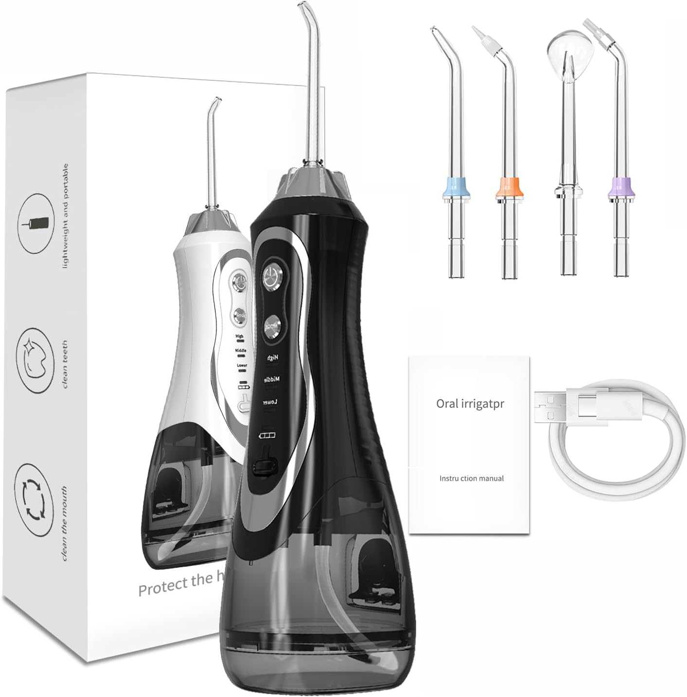 Water Flosser with 5 Adjustable Modes, IPX7 Waterproof, 300ml Tank ...