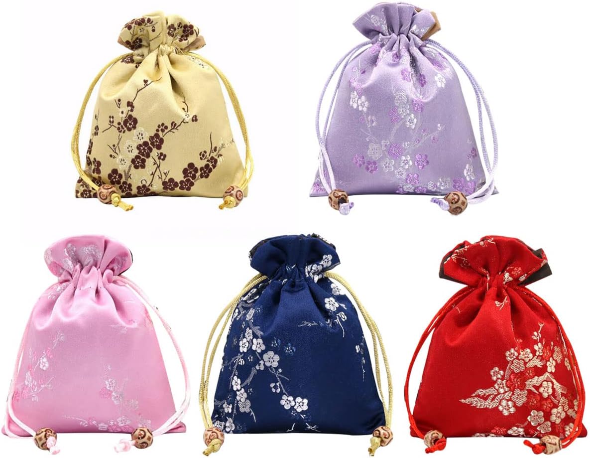 Amazon.com: Snadulor 20 Pcs Silk Drawstring Bag,Chinese Silk Brocade ...