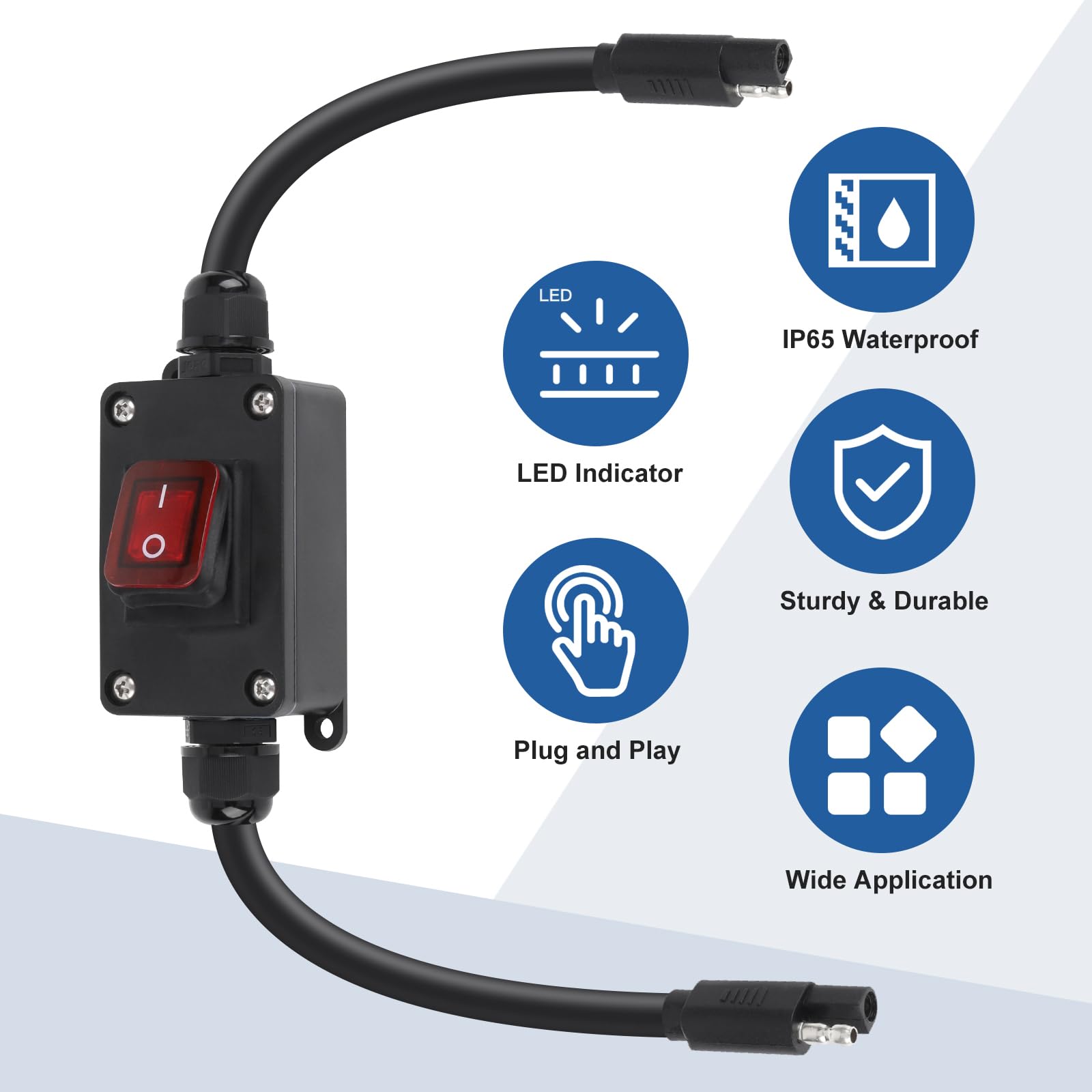 Snapklik.com : Inline 12V Power Switch, Briidea IP65 Waterproof SAE ...