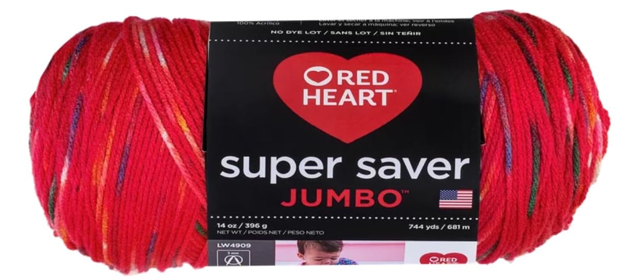 Amazon.com: Red Heart Super Saver Jumbo Speckle Cherry Red Yarn - 1 ...