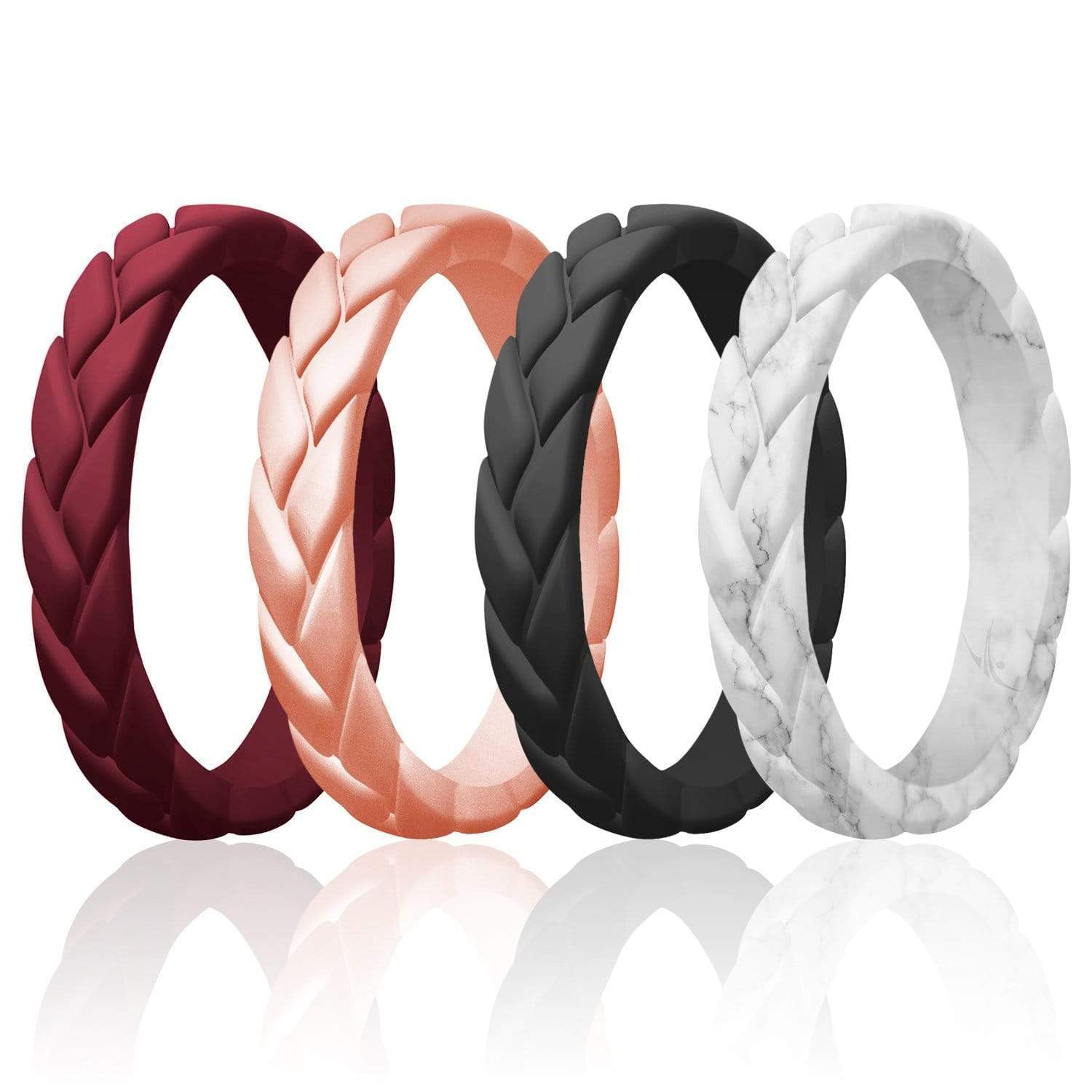 Roqsilicone Rubber Wedding Rings For Women Thin Stackable Rubber ...