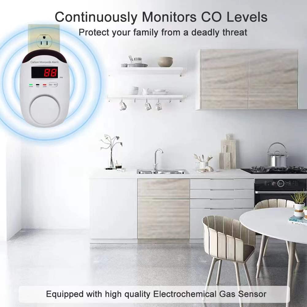 KH Alert Plug-in Type Carbon Monoxide Alarm, CO Detector Monitor with ...