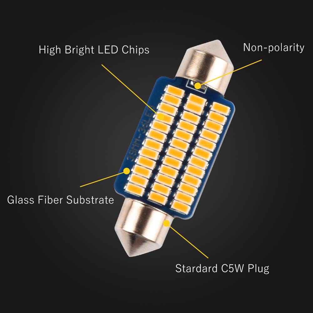 Car Door Logo Lights Wiseshine Festoon Dome LED Bulb Festoon C5W 6418 ...