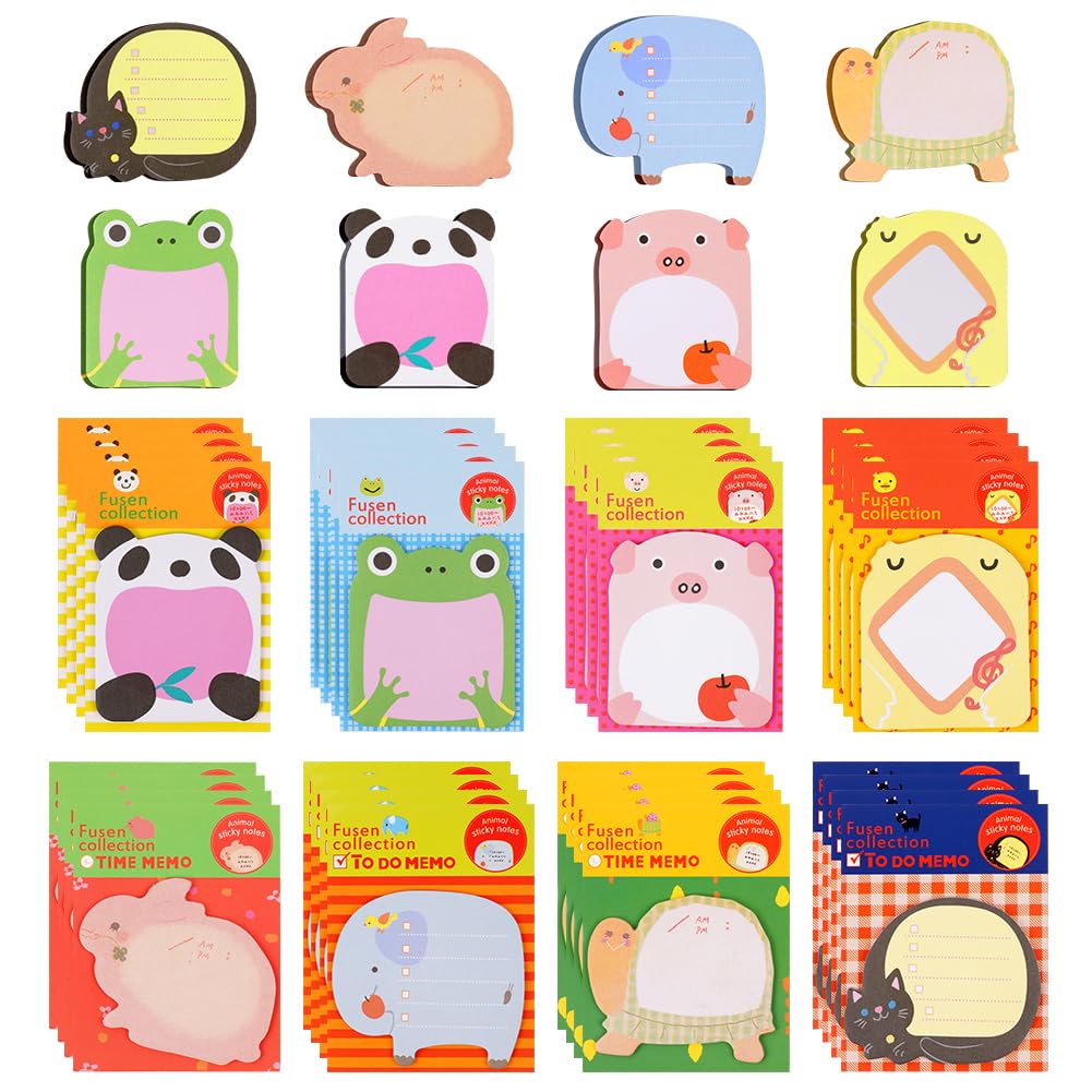 OFFCUP Cartoon Animal Sticky Notes, 32 Pack Cute Sticky Notes Set ...