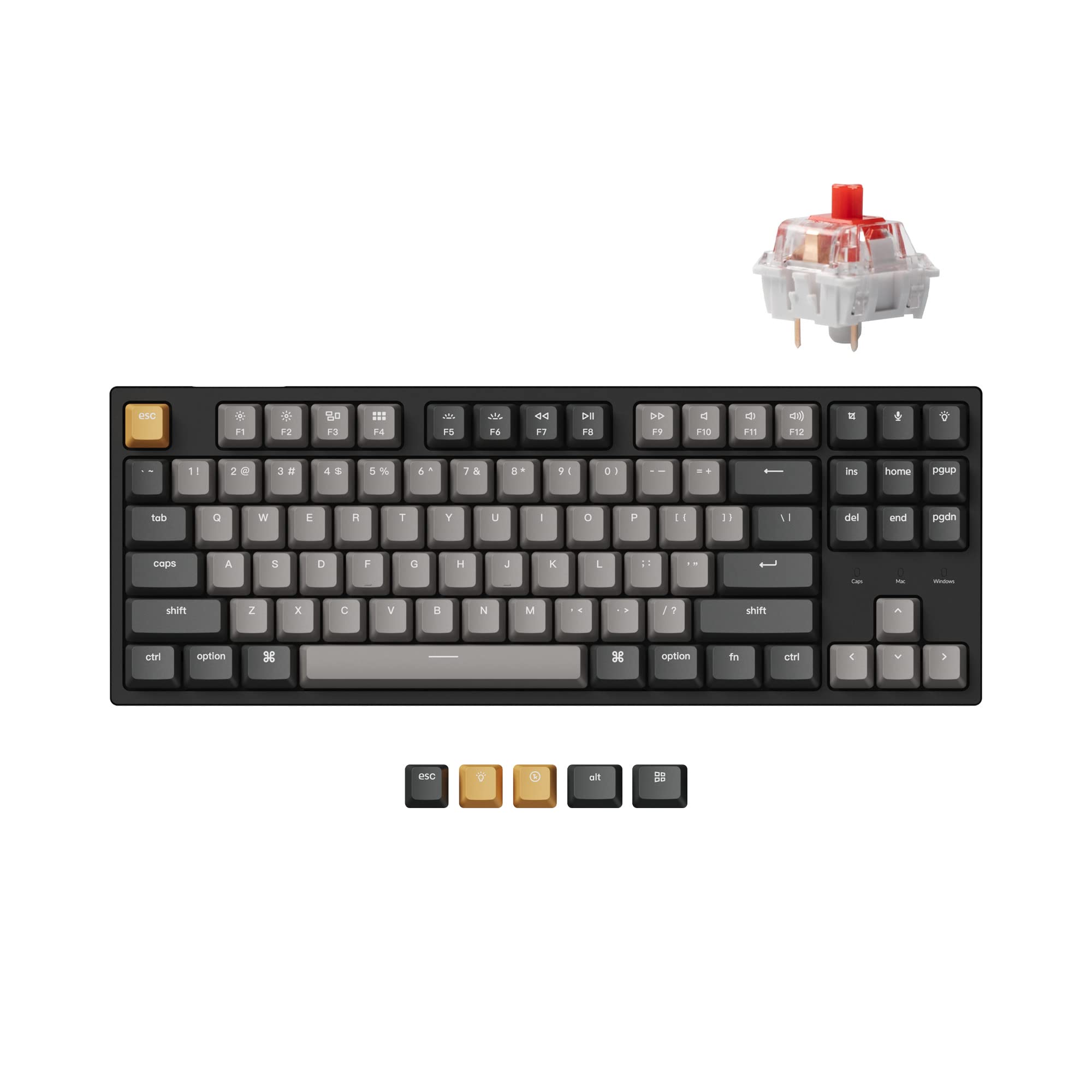 Keychron C1 Pro QMK/VIA Custom Wired Mechanical Keyboard, TKL Layout ...